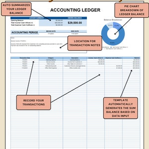 Accounting Ledger, Monthly Business Transactions Tracker, Bookkeeping ...