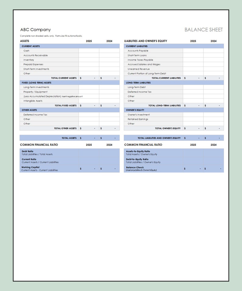Balance Sheet, Balance Sheet Template, Balance Sheet Spreadsheet ...