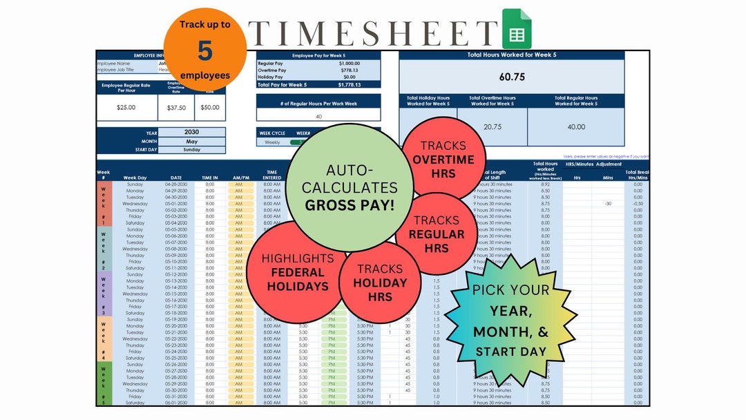 Employee Timesheet, Employee Time Tracker, Employee Schedule, Time ...