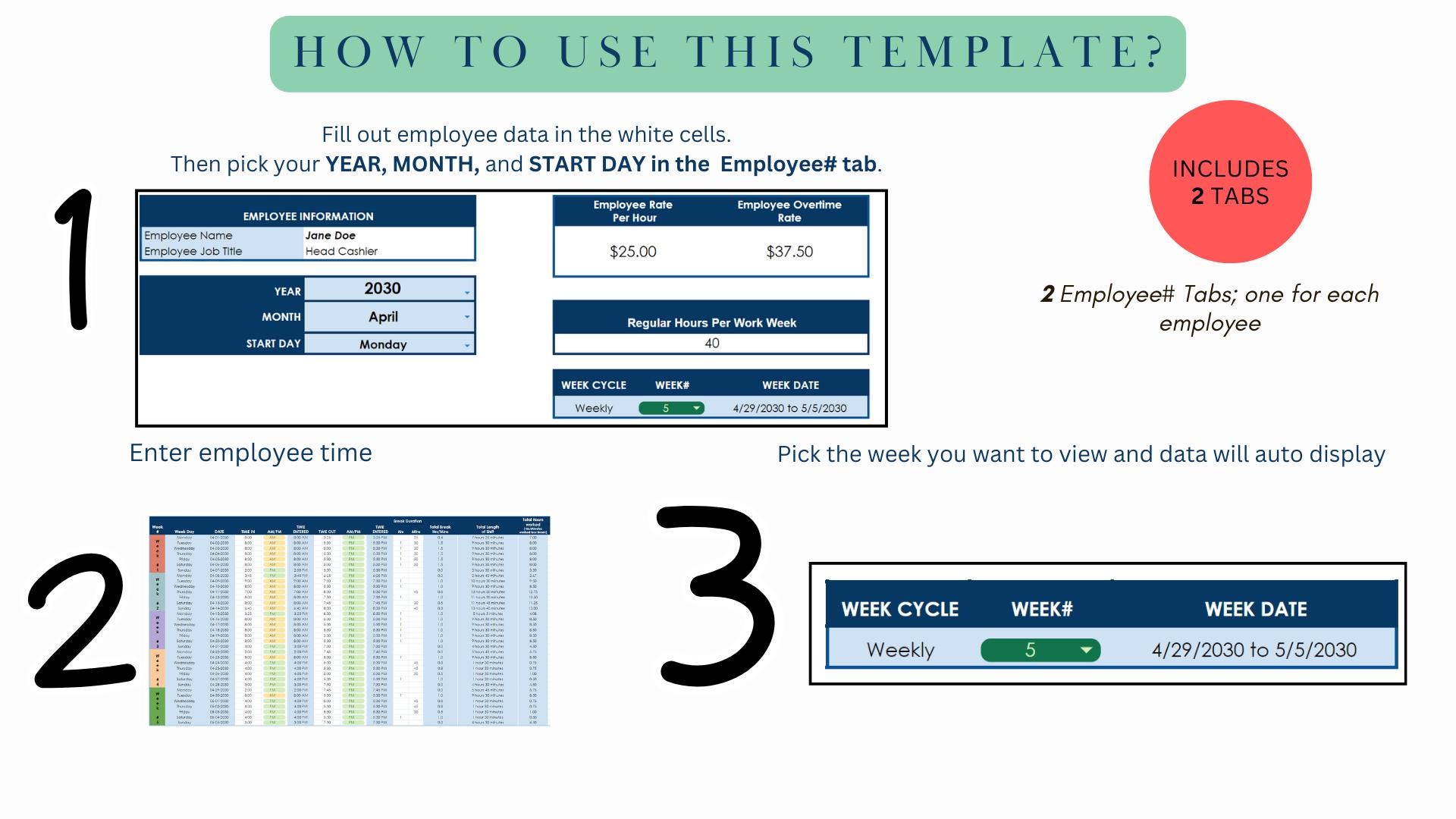 Employee Timesheet, Employee Time Tracker, Small Business Payroll ...