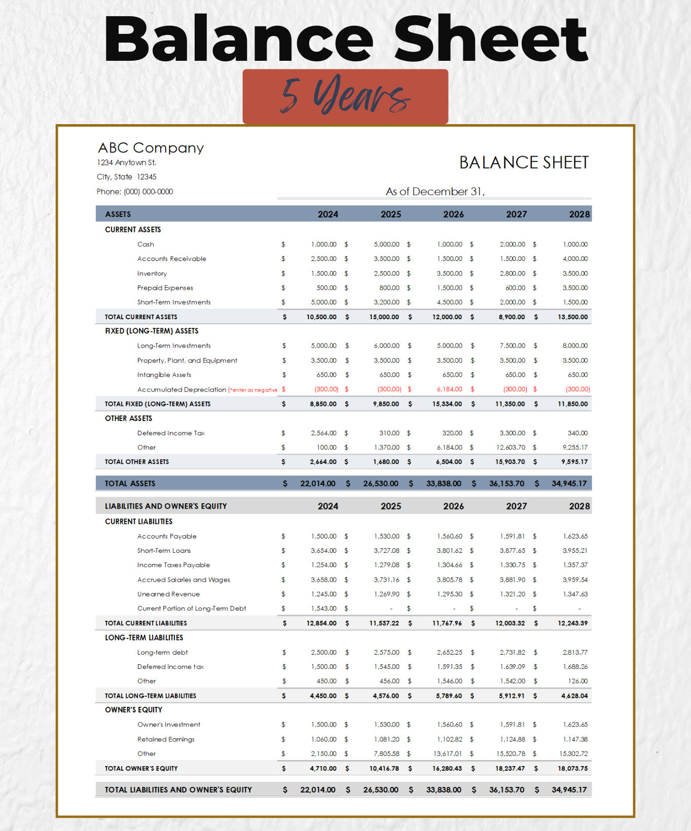 Financial Statement Bundle, Income Statement, Balance Sheet, Cash Flow ...