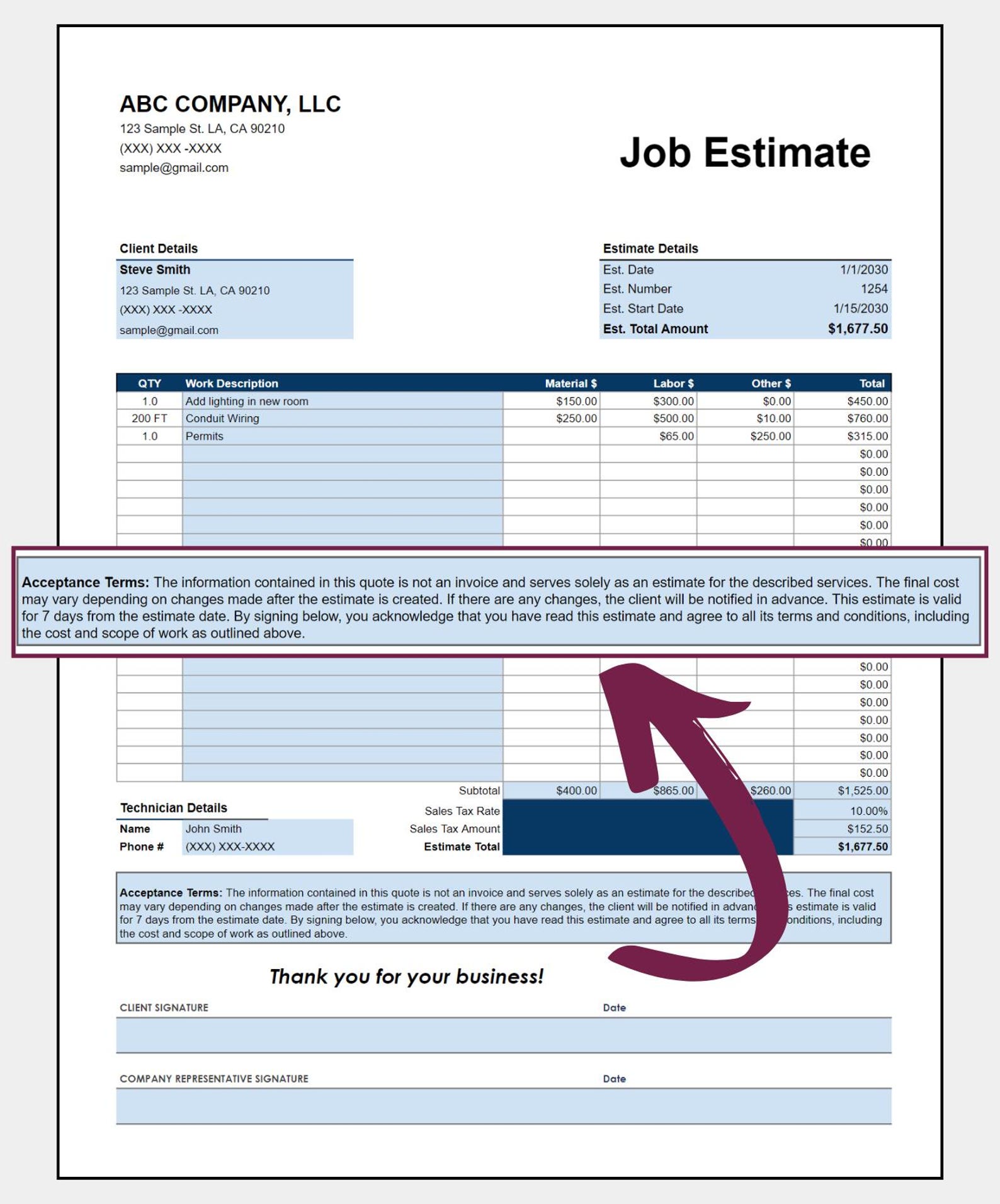 Job Estimate Template, Construction Proposal, General Contractor ...