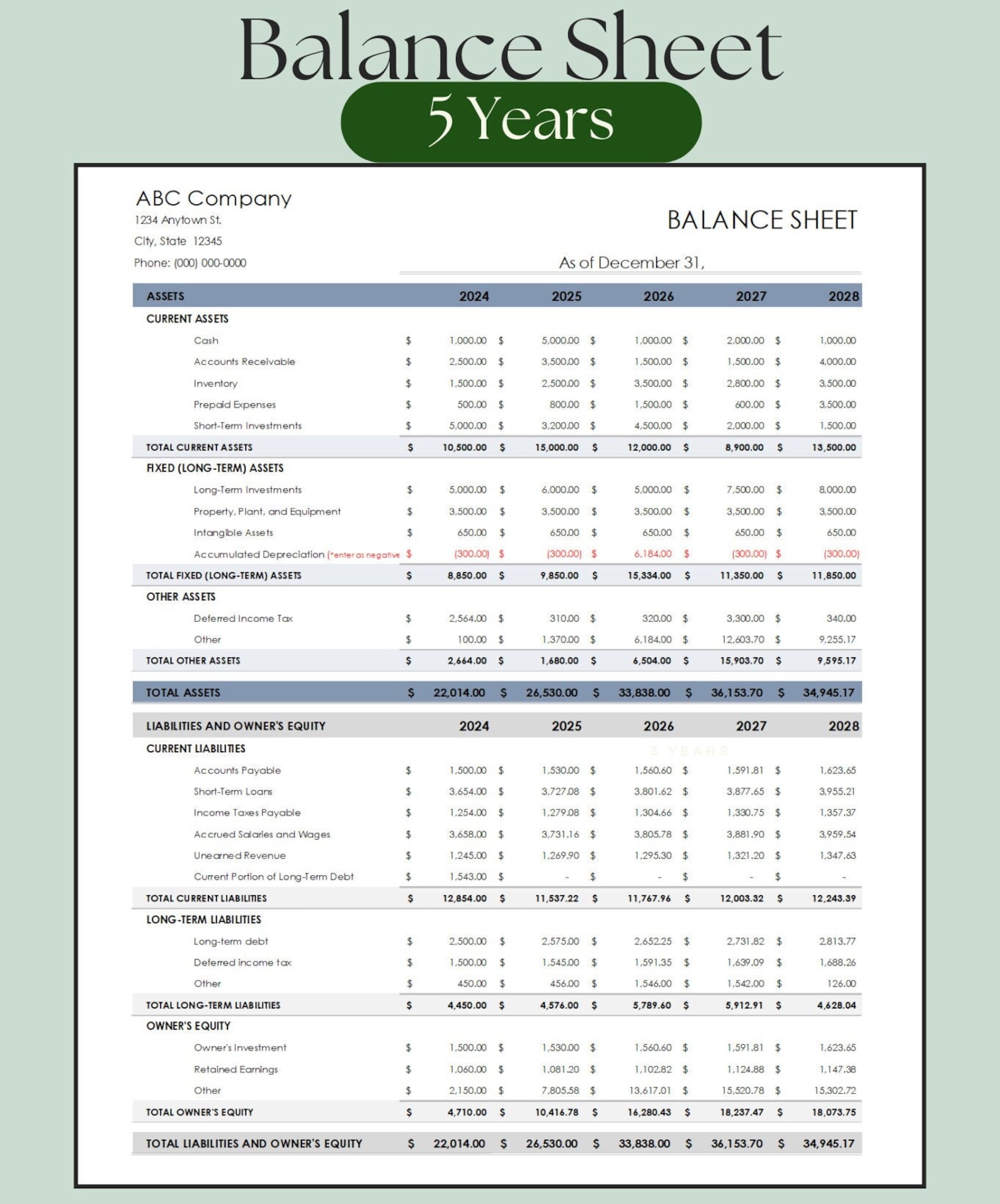 Balance Sheet, Balance Sheet Template, Simple Balance Sheet, Small ...