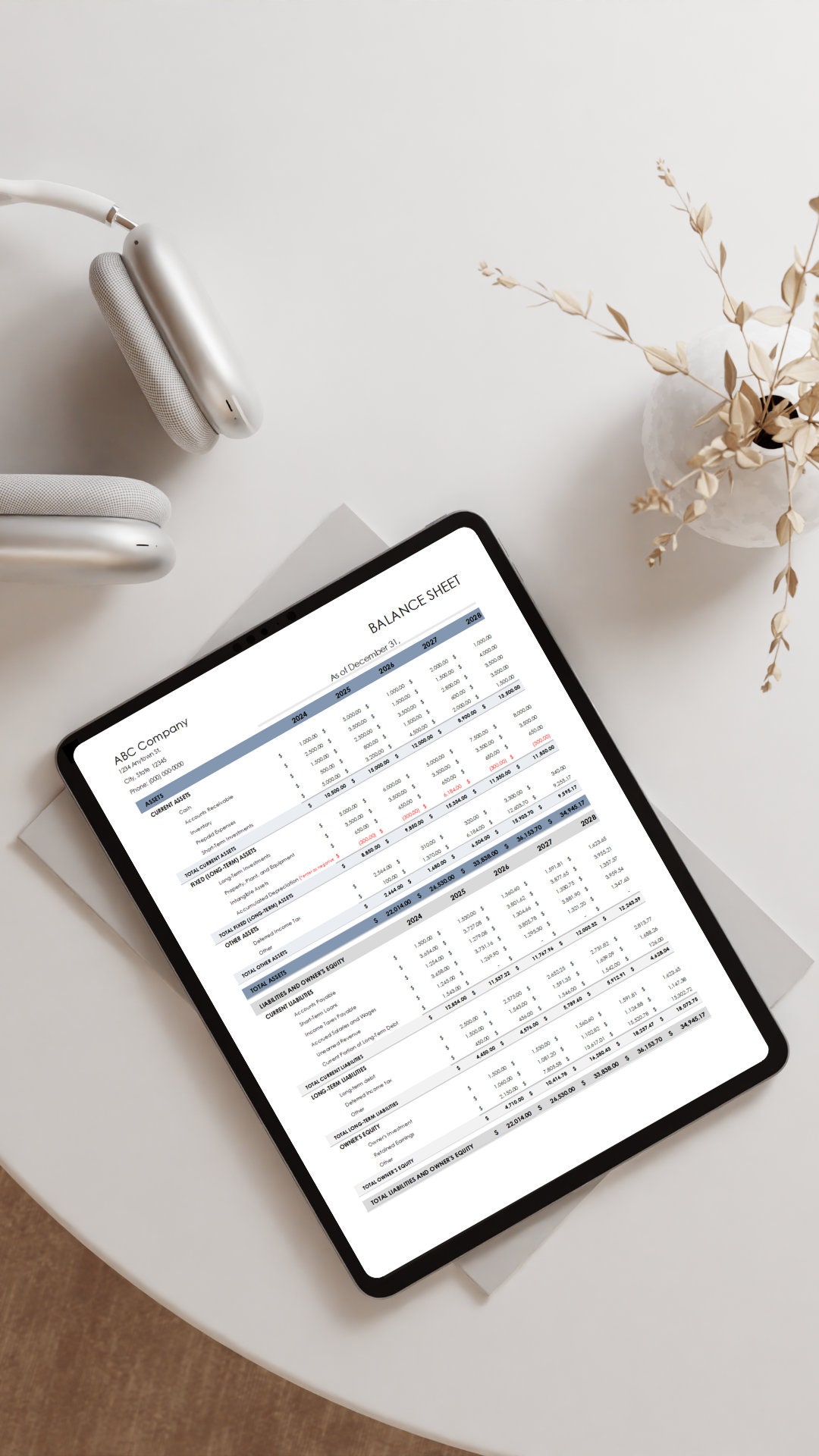 Balance Sheet Template: Simple 5-year Financial Projection (excel ...