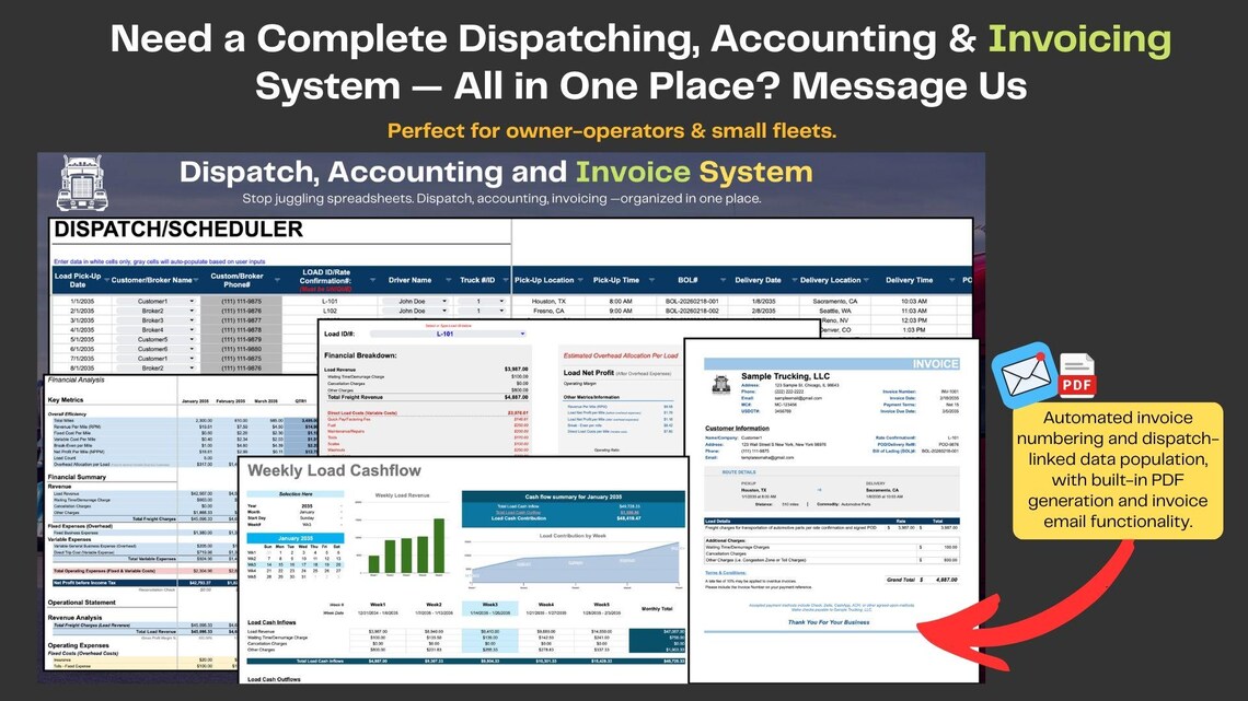 Trucking Invoice Template for Owner Operators & Freight Carriers (excel ...