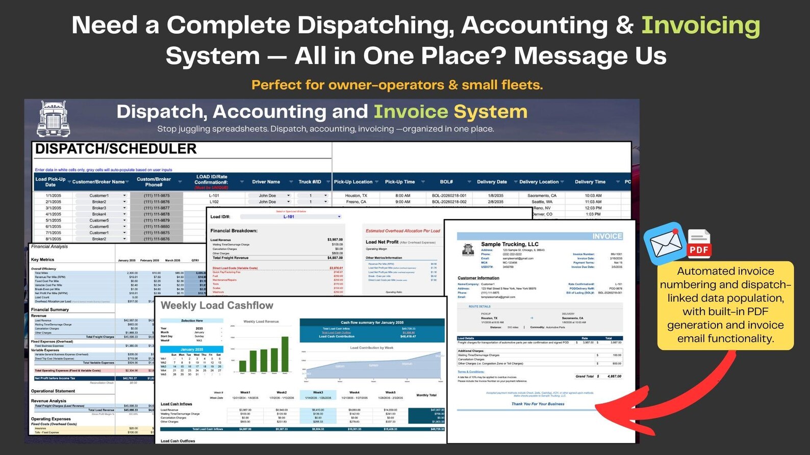 Trucking Invoice Template for Owner Operators & Freight Carriers (excel ...
