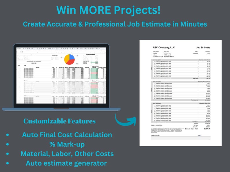Construction Estimate Calculator, Job Estimate Calculator, Bid ...