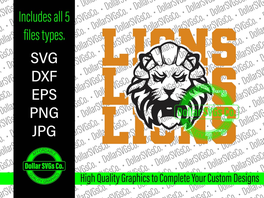 Lions Square Svg Lions Mascot Svg Lion Head Svg Lion - Etsy