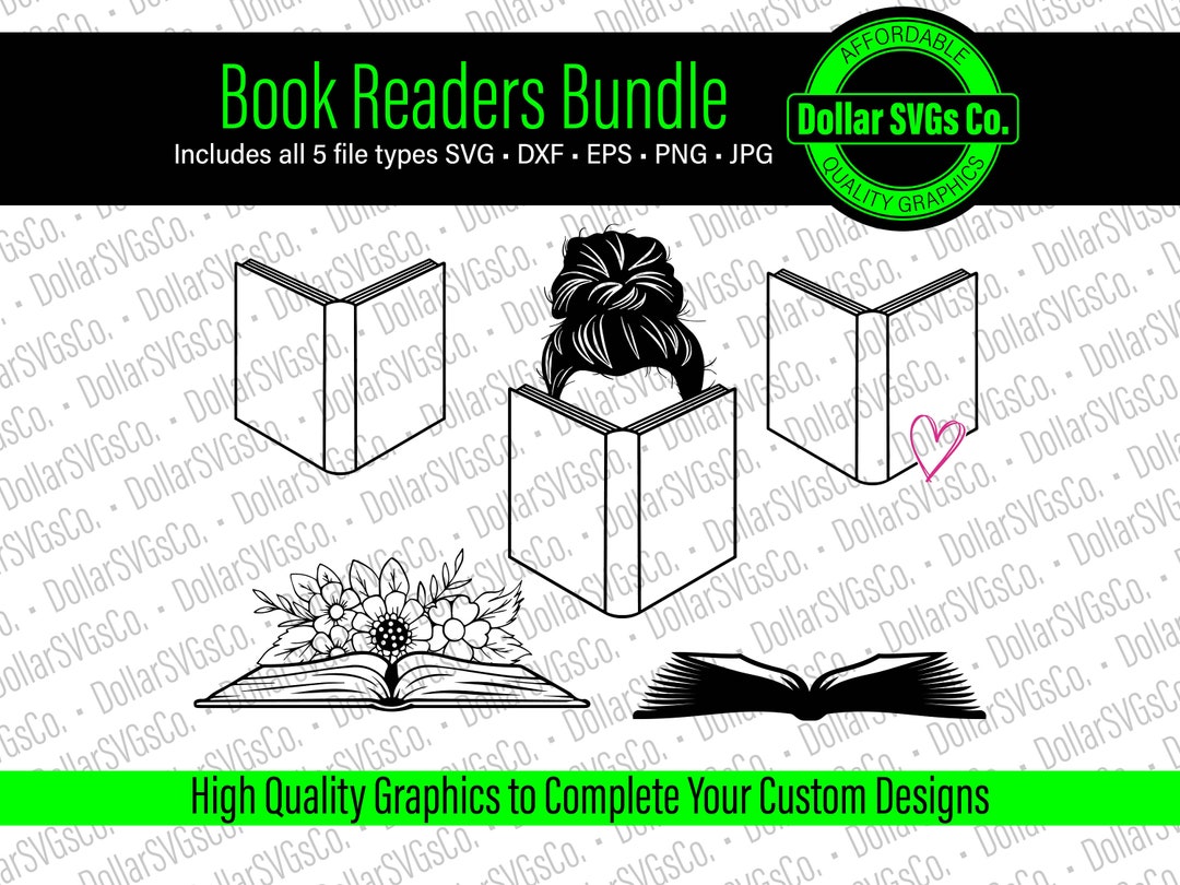 Book Readers Bundle SVG | Open Book SVG | Book SVG | Book Silhouette ...