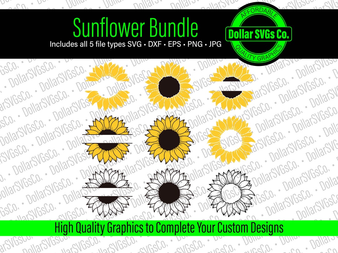 Sunflower Bundle Svg | Sunflower Svg | Split Sunflower Svg | Instant ...