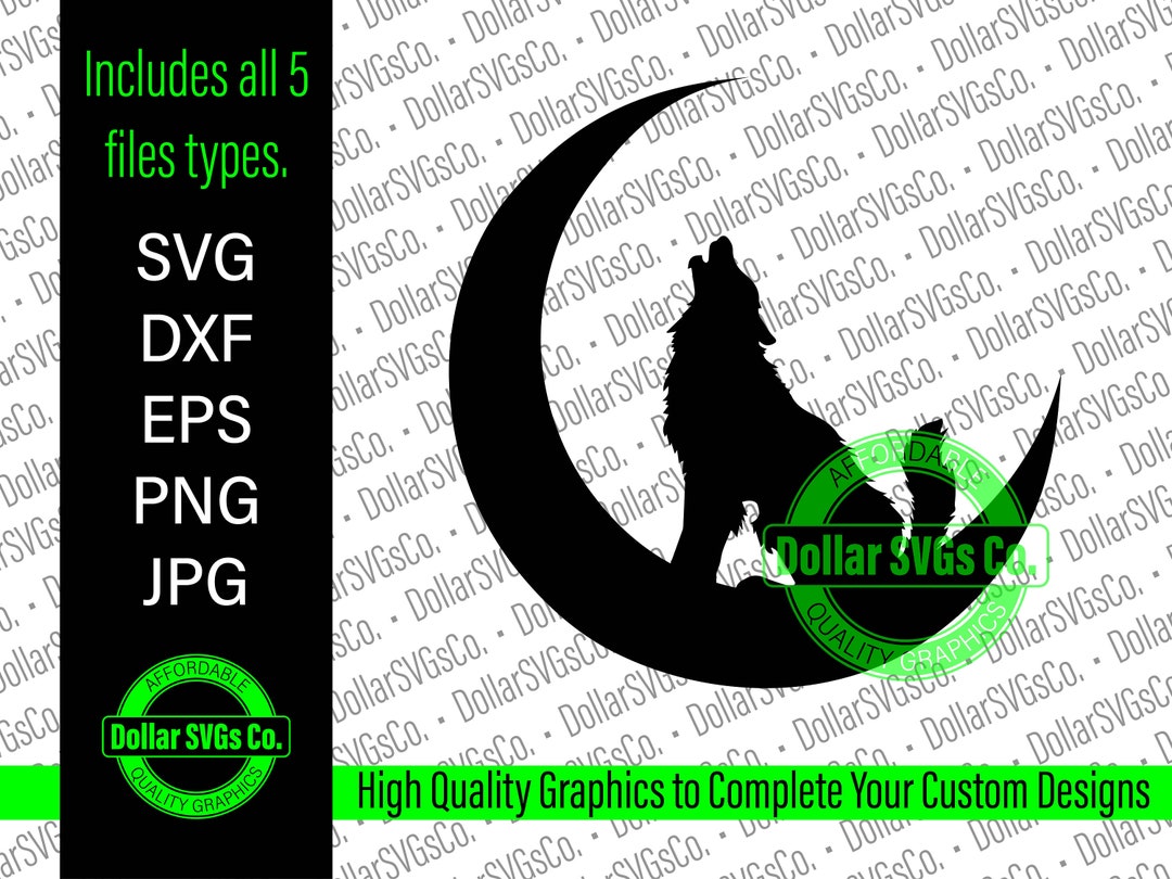 Wolf Howling Svg Wolf Svg Full Moon Svg Wolf Silhouette Svg Instant ...