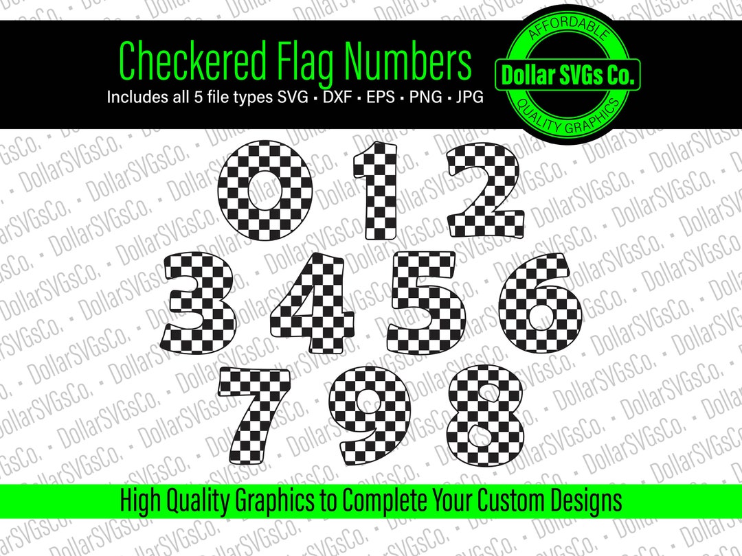 Checkered Numbers SVG Racing Numbers SVG Jersey Numbers SVG Checkered ...