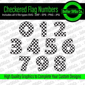 Checkered Numbers SVG Racing Numbers SVG Jersey Numbers SVG Checkered ...