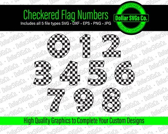 Checkered Numbers SVG, Racing Numbers SVG, Jersey Numbers SVG ...