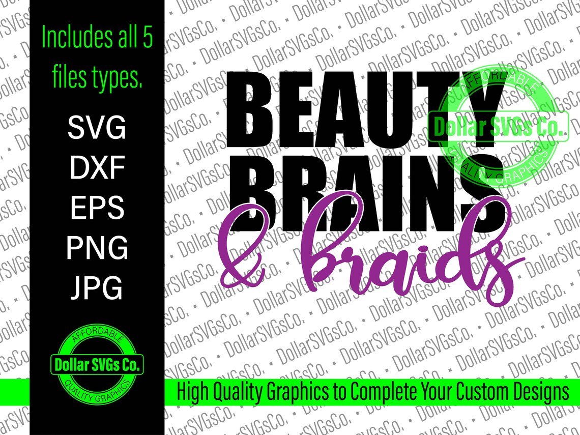 Beauty Brains Braids Svg Hair Braider Svg Hair Stylist Svg - Etsy