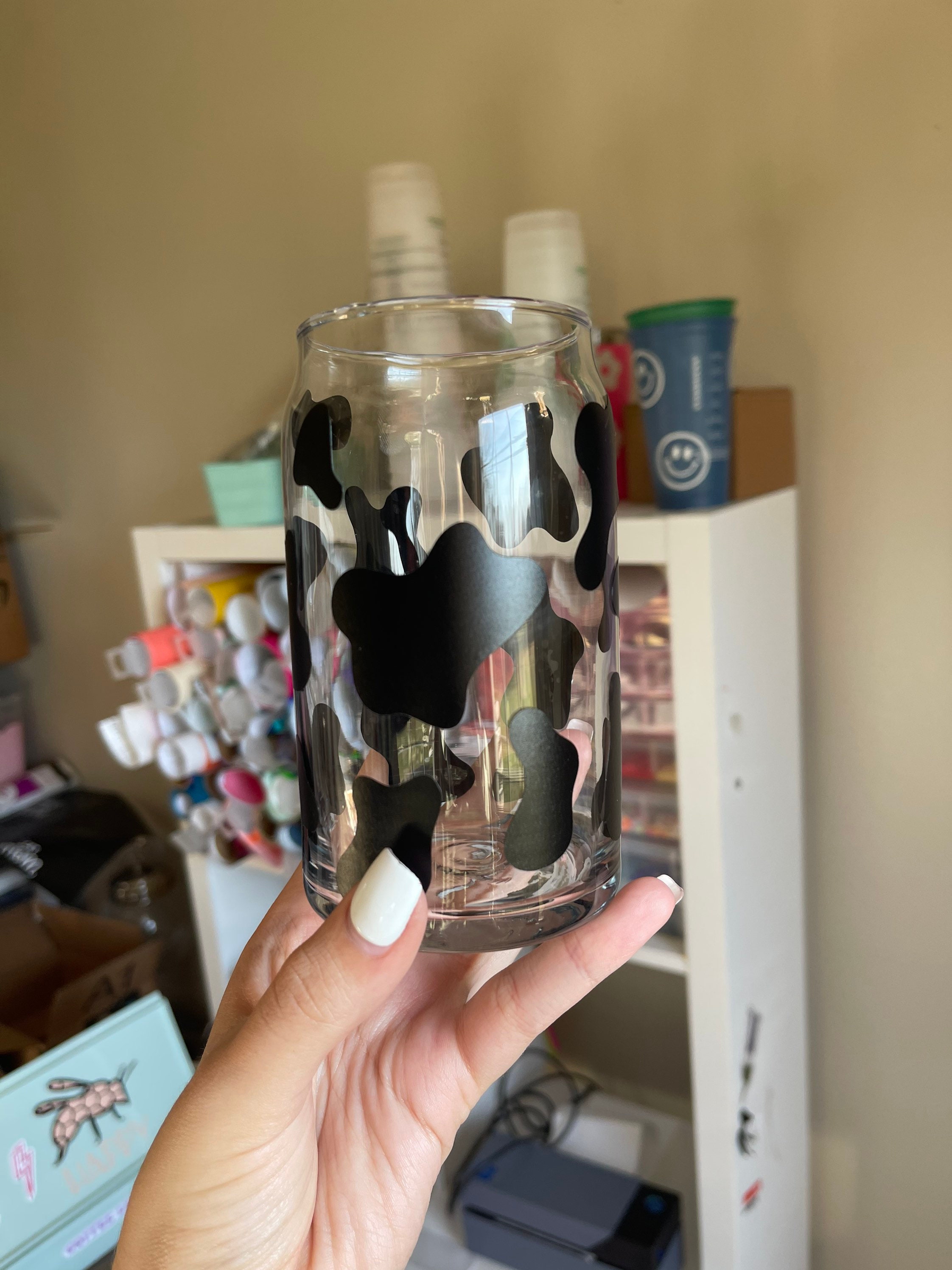 Cow Print Beer Glass Can Soda Glass Can Beer Glass Can Cow | Etsy