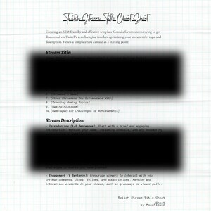 Twitch Stream Title Cheat Sheet PDF Print Reuse - Etsy