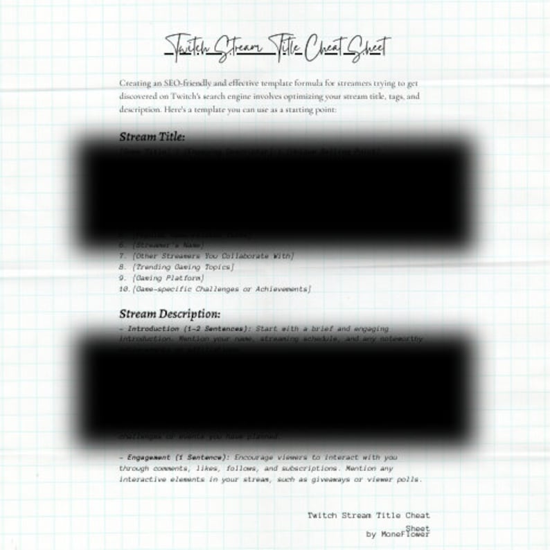 Twitch Stream Title Cheat Sheet PDF Print Reuse - Etsy