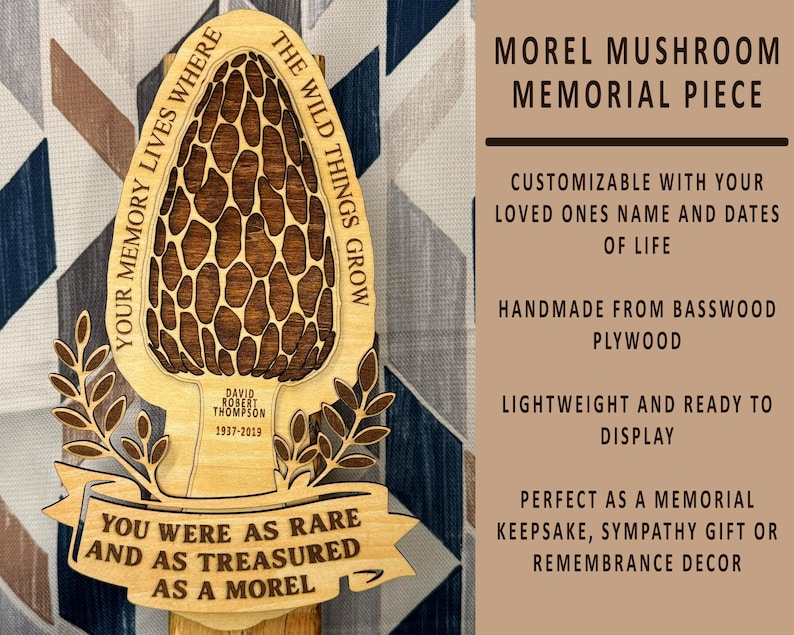 Handmade Wooden Morel Mushroom Memorial Plaque: Rustic Sympathy Gift - Etsy