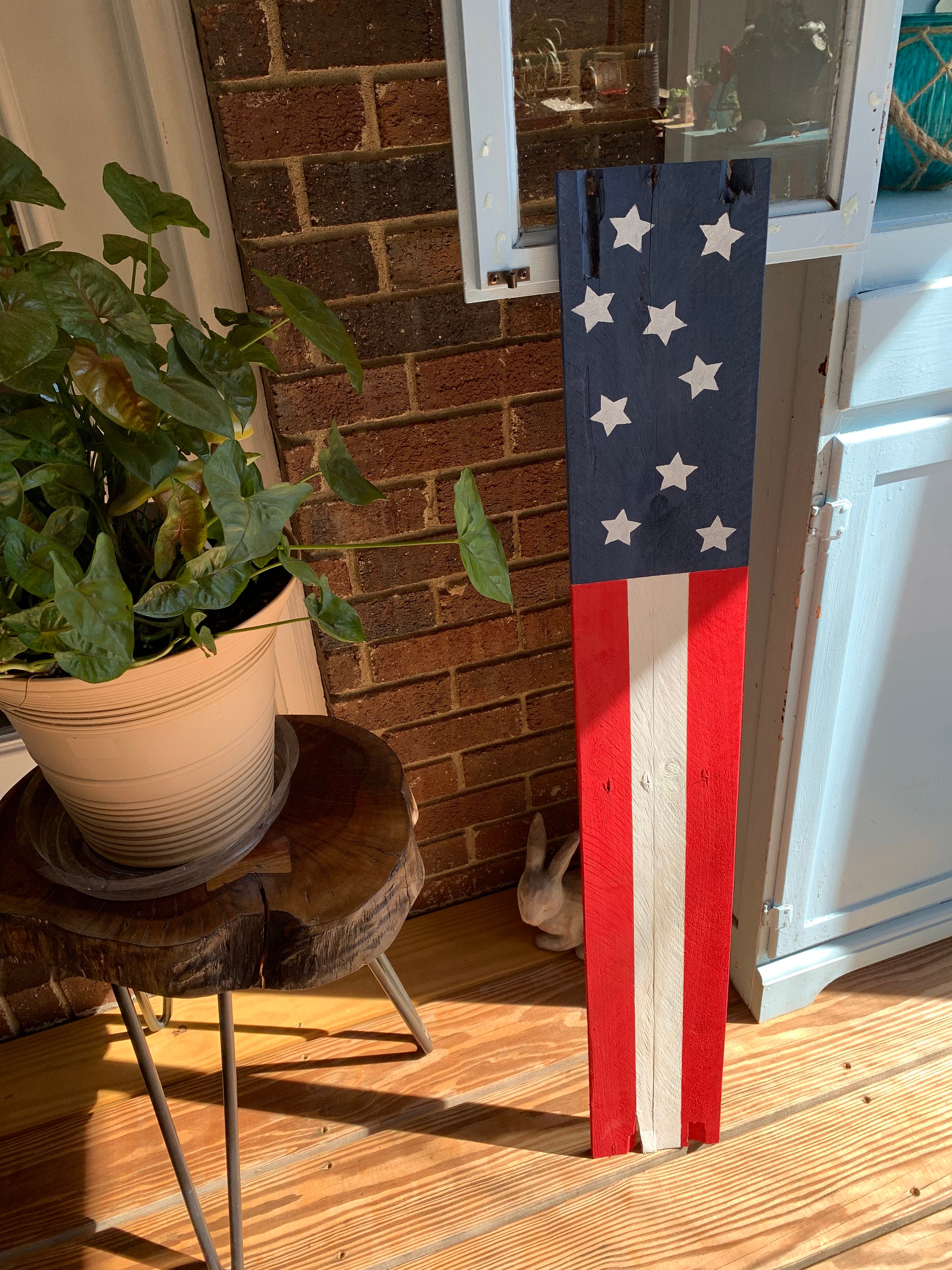 American Flag Porch Sign/ Leaning Porch Sign/ Patriotic Decor - Etsy