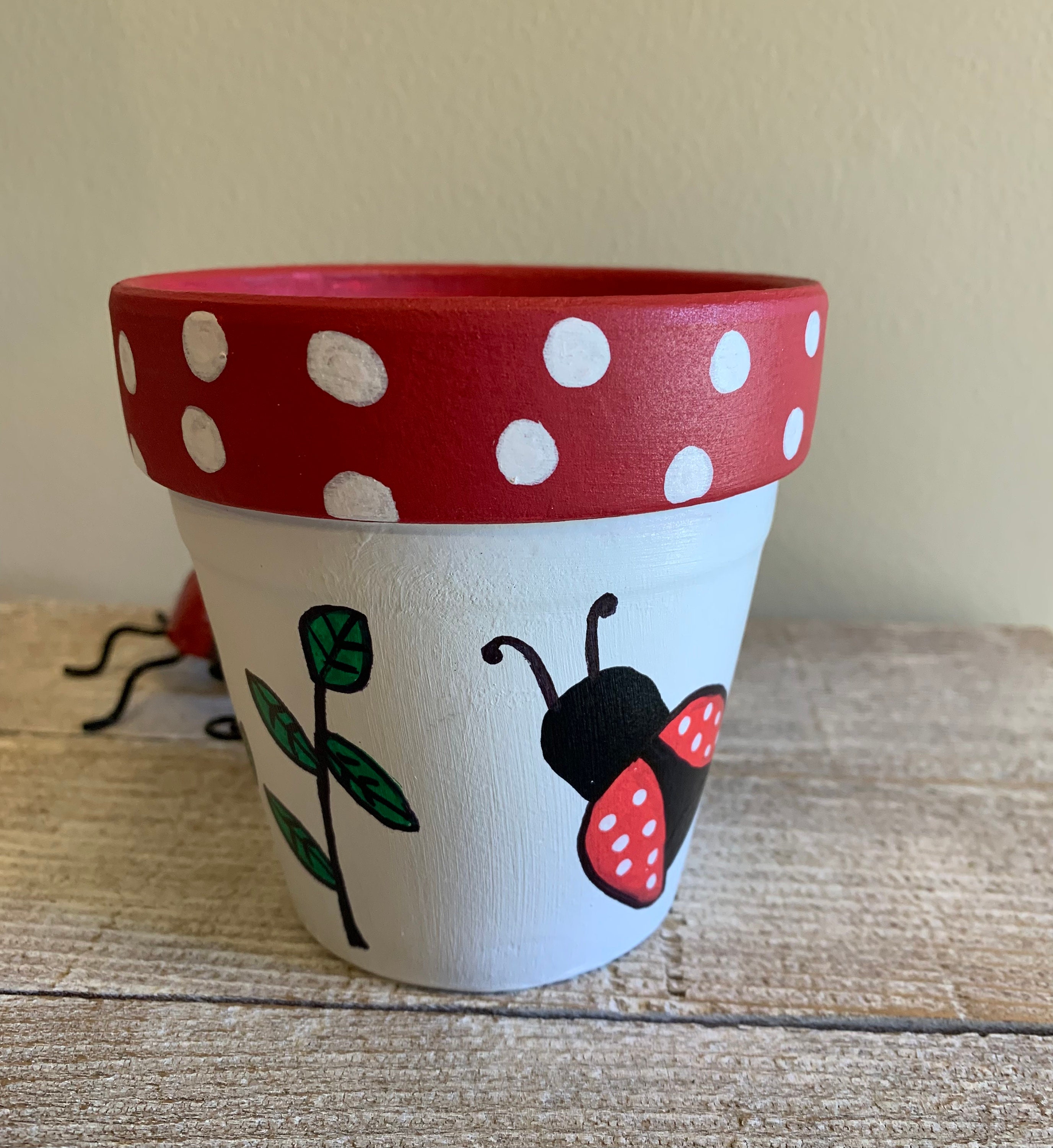 Lady Bug Flower Pot, Small Lady Bug Pot, Clay Lady Bug Pot - Etsy