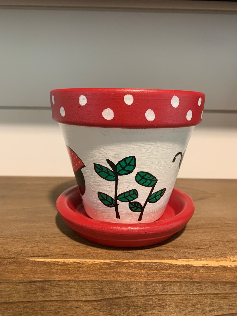 Lady Bug Flower Pot, Small Lady Bug Pot, Clay Lady Bug Pot - Etsy