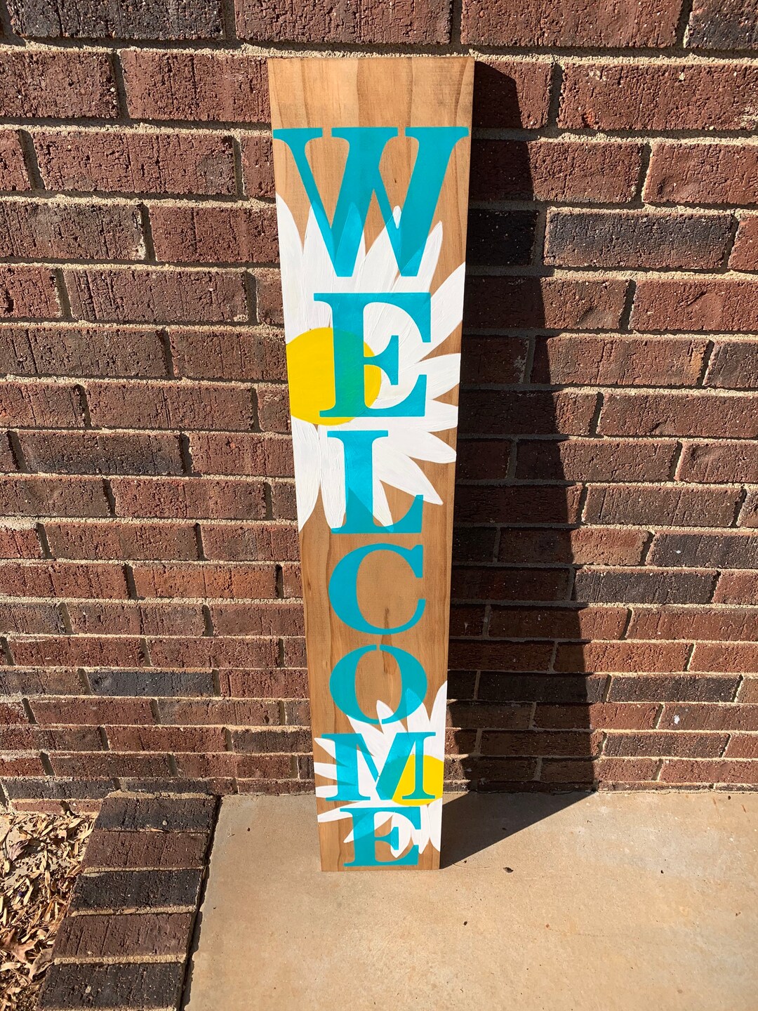 Daisy Welcome Sign/ Wood Flower Sign/ Welcome Sign/ Porch Welcome Sign ...
