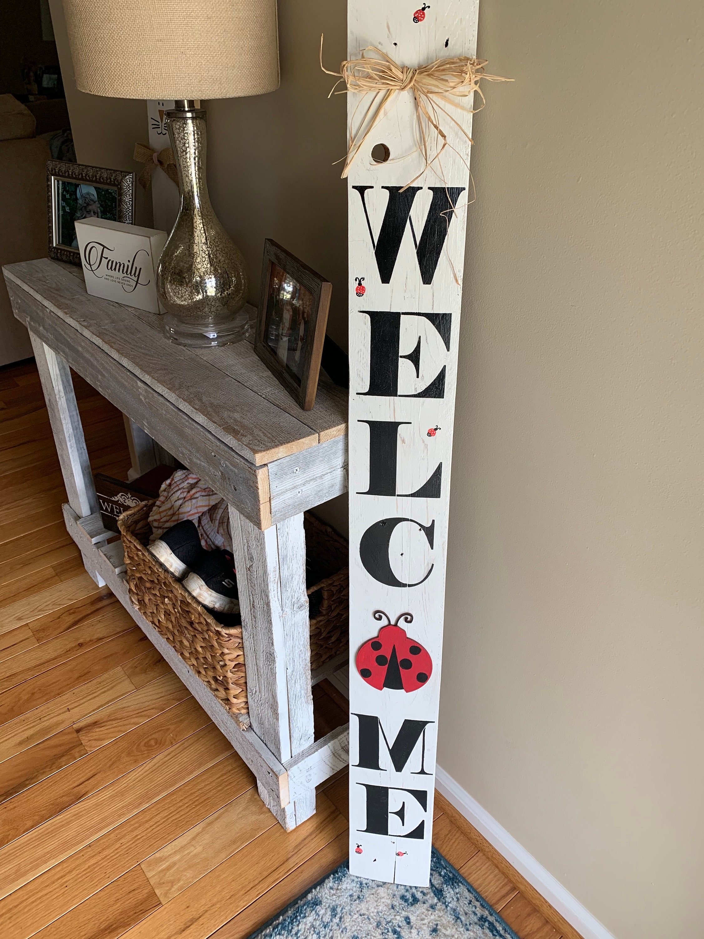 Leaning Welcome Sign/ Lady Bug Welcome Sign/ Leaning Welcome - Etsy