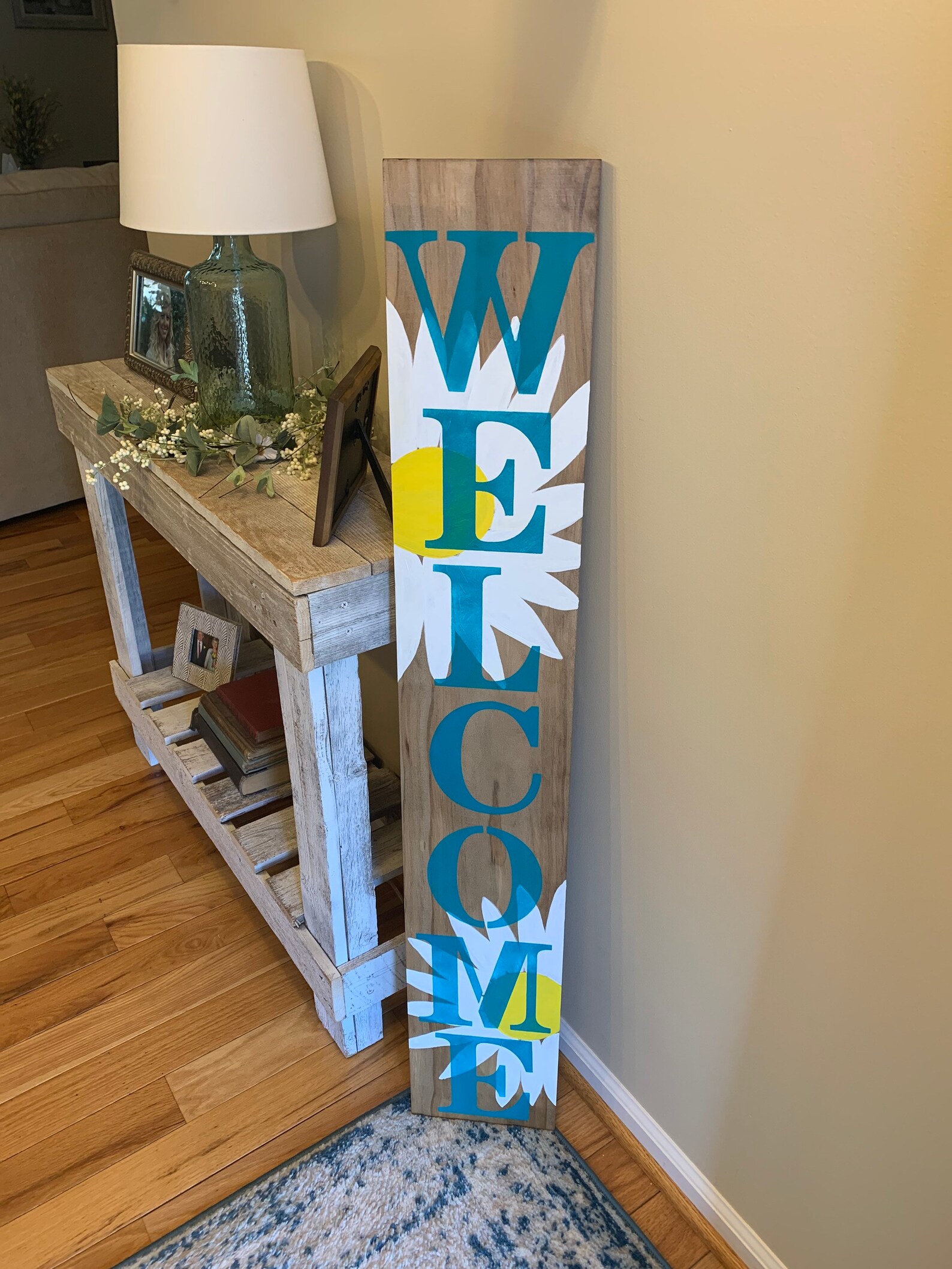 Daisy Welcome Sign/ Wood Flower Sign/ Welcome Sign/ Porch Welcome Sign ...