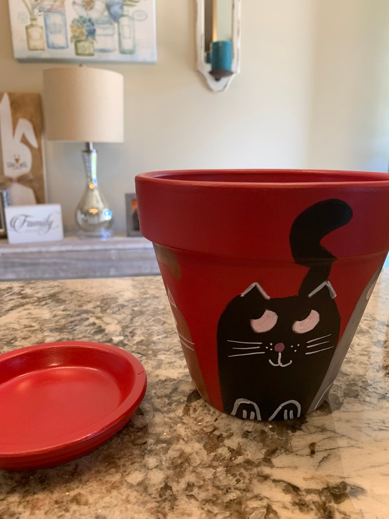 Cat Hand Painted Pot/ Kitty Flower Pot - Etsy