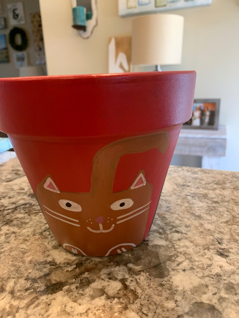 Cat Hand Painted Pot/ Kitty Flower Pot - Etsy