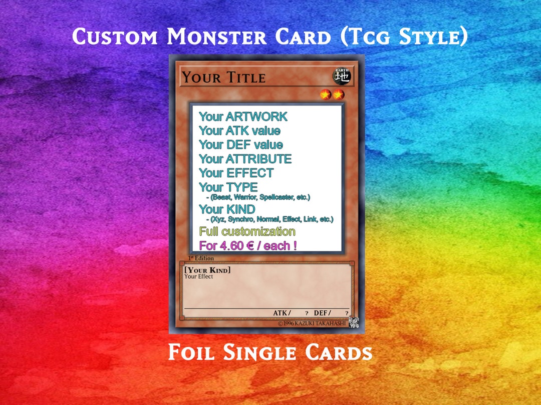 TCG Style Monster Card custom Frontback Orica FOIL / - Etsy Singapore