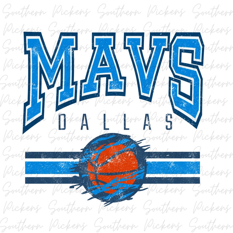 Mavs Dallas Basketball PNG DTF Sublimation, Full Color and Distressed ...