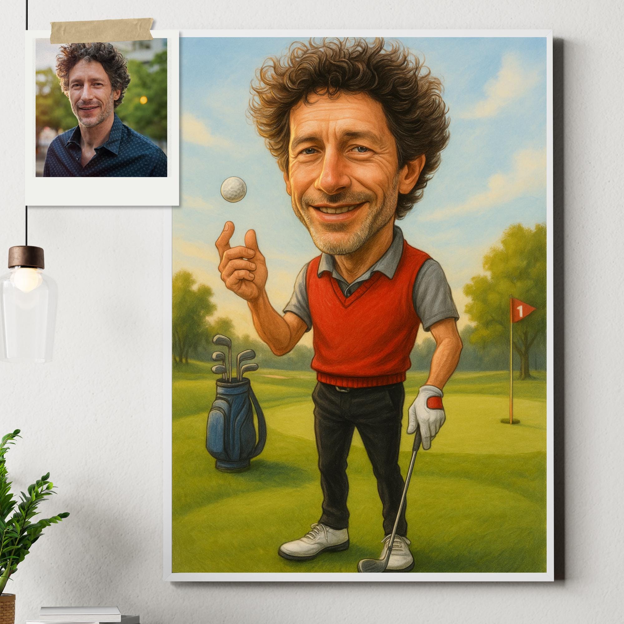 Custom Father's Day Golf Portrait - Personalized Golfer Caricature From ...