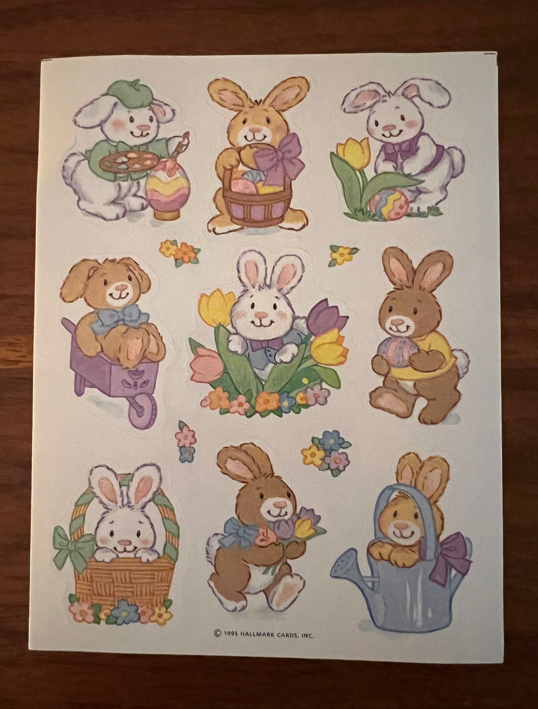 Vintage Easter Sticker Sheet 1990’s. Bunnies. Hallmark Cards, Inc. Free ...