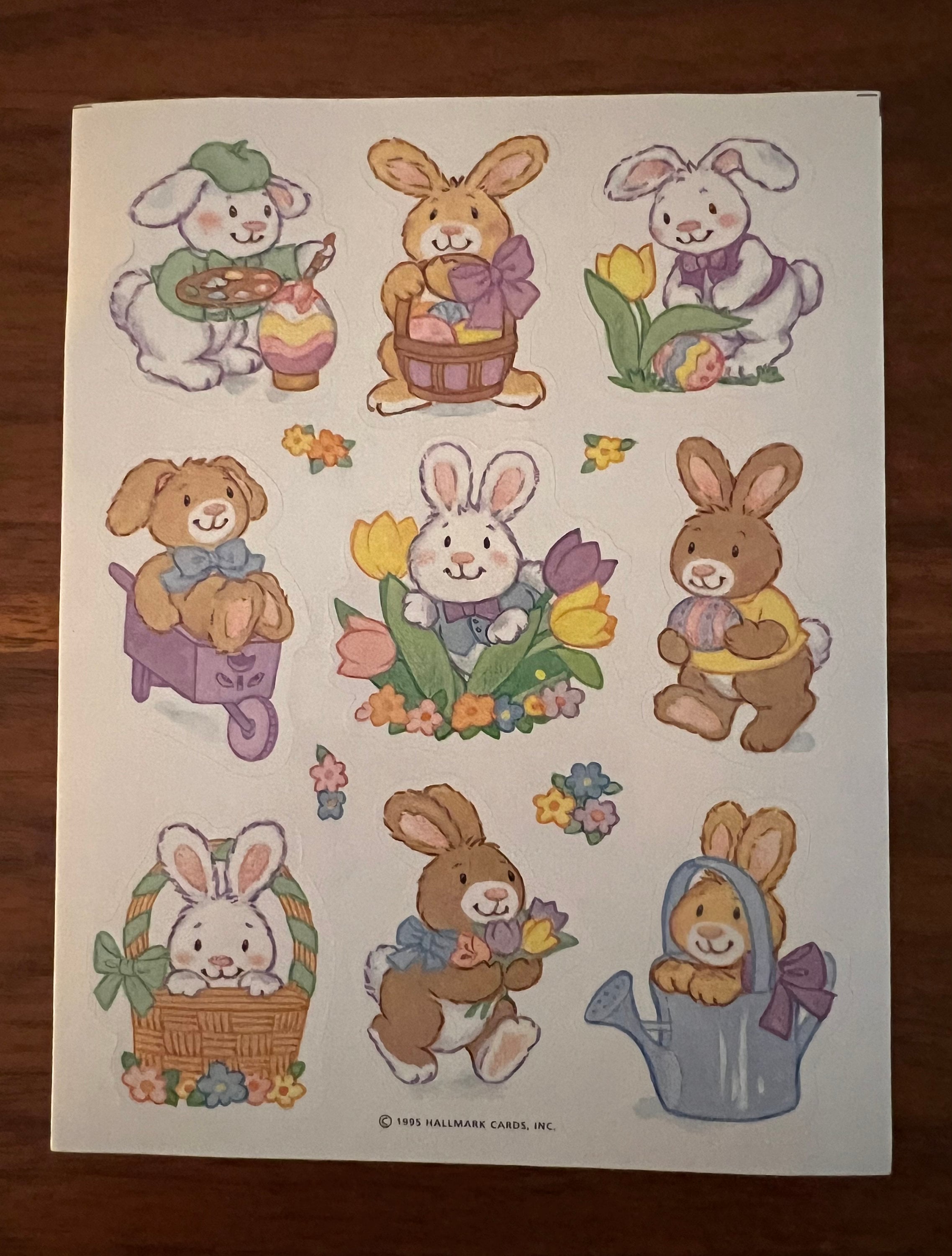 Vintage Easter Sticker Sheet 1990’s. Bunnies. Hallmark Cards, Inc. Free ...