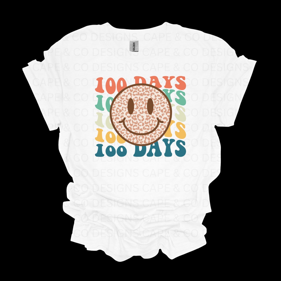 100 Days of School Retro Smiley Face, 100th Day of School Shirt - Etsy