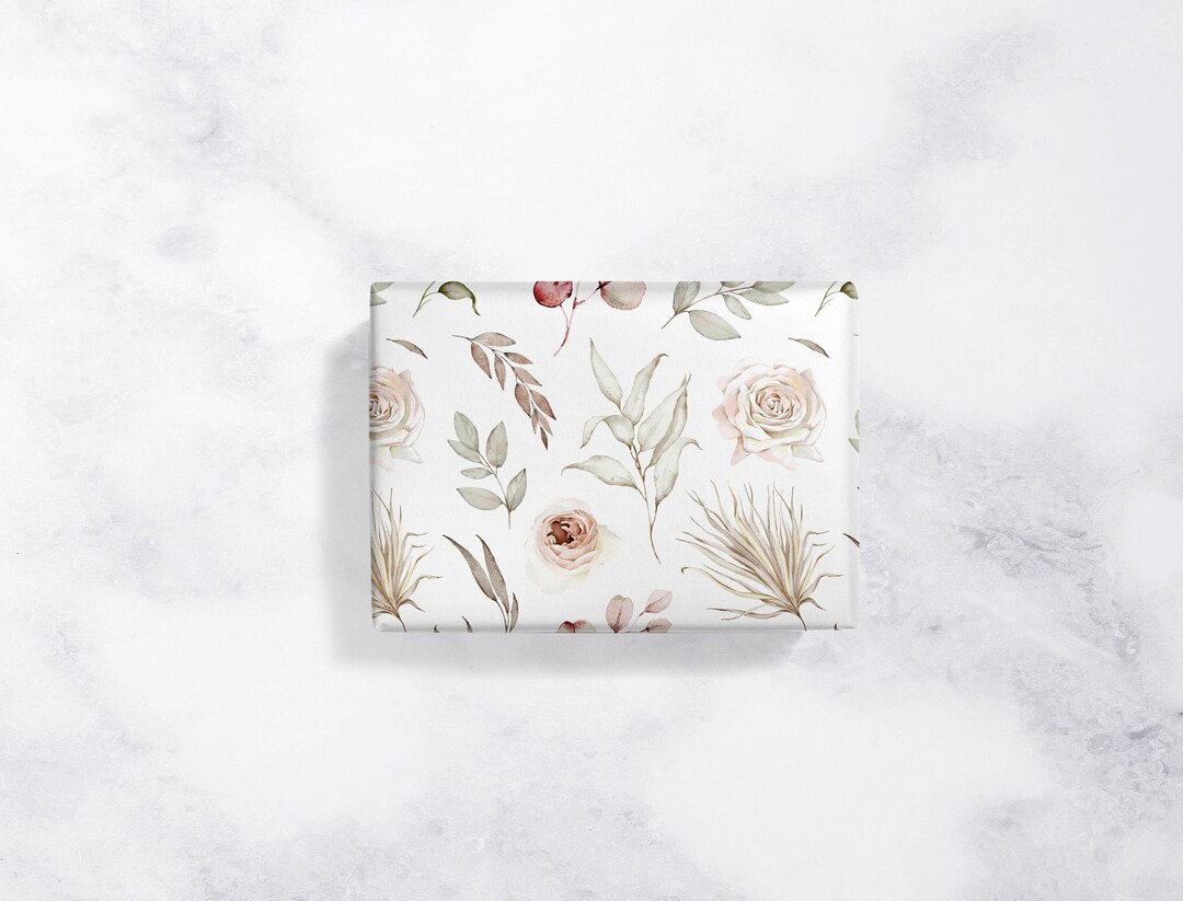 Botanical Pint Gift Wrap/wedding Gift Wrap/white and Rose/wrapping ...
