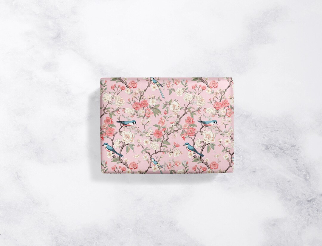 Chinoiserie Gift Wrap/pink/floral Wrapping Paper/valentine's Gift ...