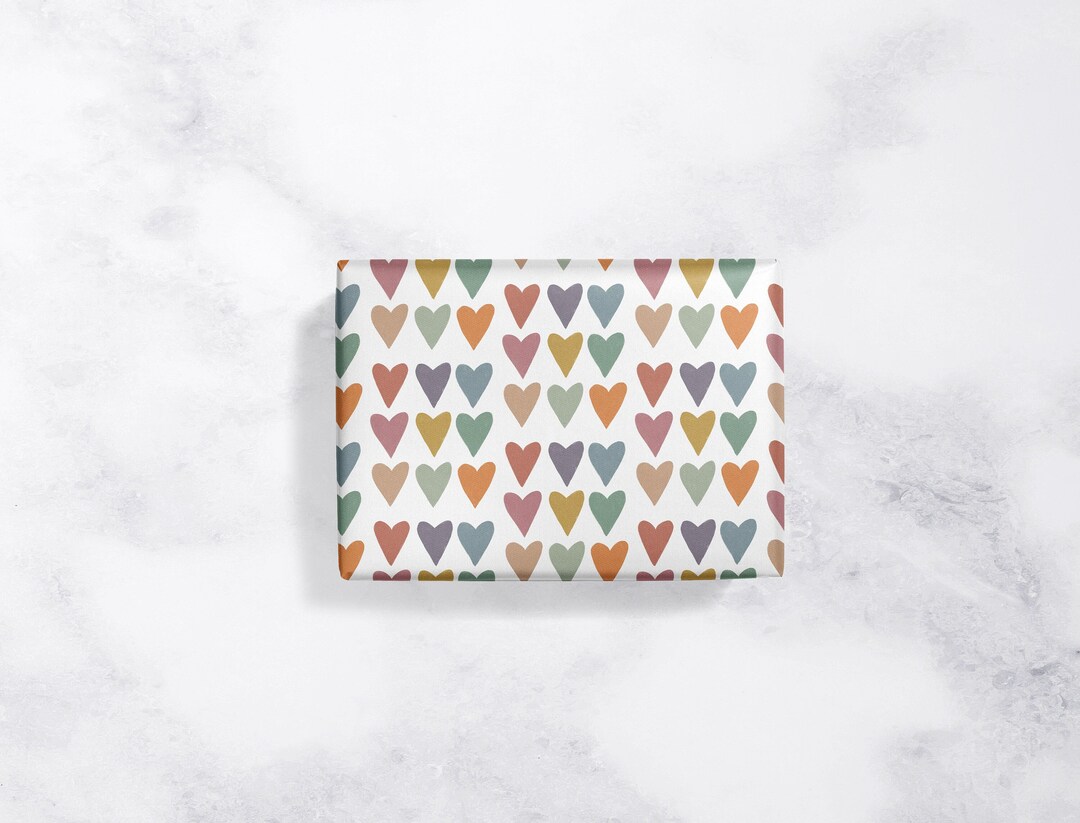 Heart Gift Wrap/valentine's Day/big Rainbow Hearts/valentine Gift ...
