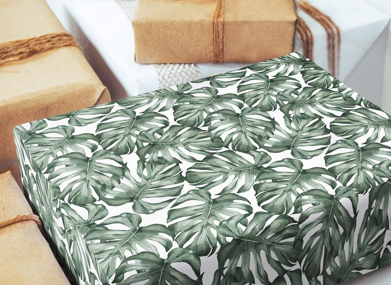 Botanical Wrapping Paper/tropical Leaf Wrapping Paper/wedding Gift Wrap ...