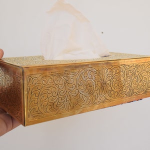 Engraved Rectangle Brass Tissue Box Brass Tissue Box Cover Tissue ...