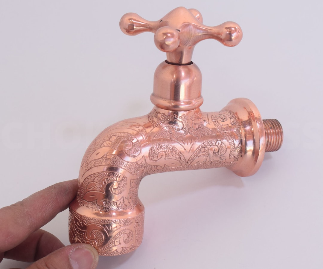 Wall Mounted Copper Faucet With Single Handle , Antique Brass Faucet With Copper Finish ...