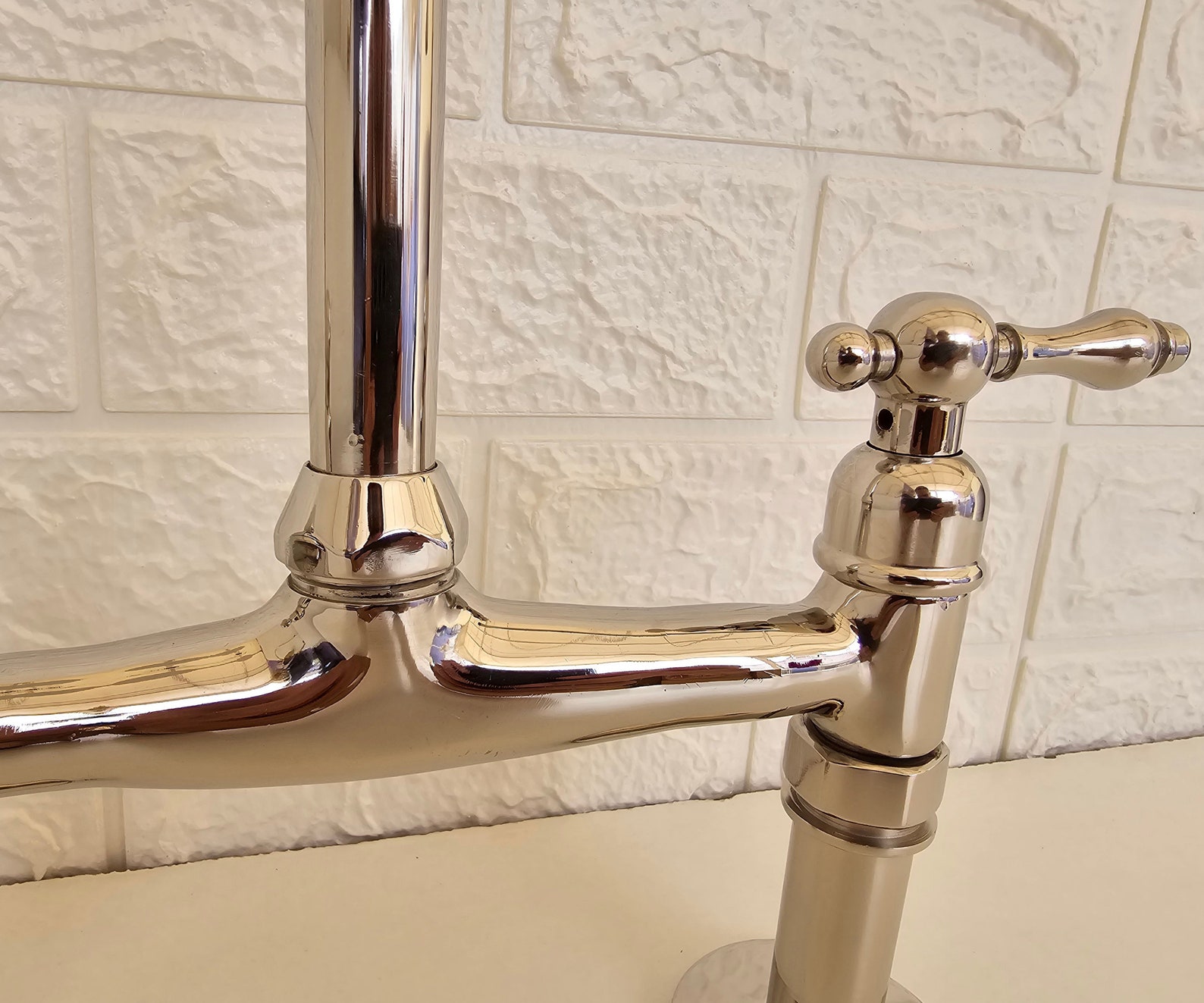 Nickel Kitchen Faucet, Bridge Kitchen Faucets, Silver Kitchen Bridge ...