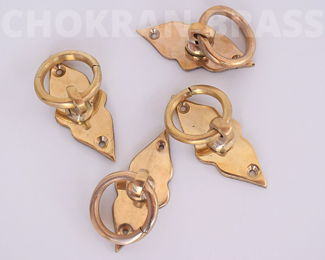 Unlacquered Brass Pull Ring With Plate,ring on Brass Plate, Smooth ...