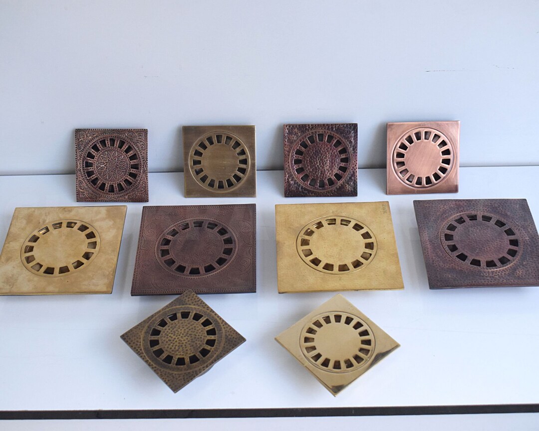 Floor Drain Oiled Copper Finish, Red Copper Floor Drain, Copper Square ...