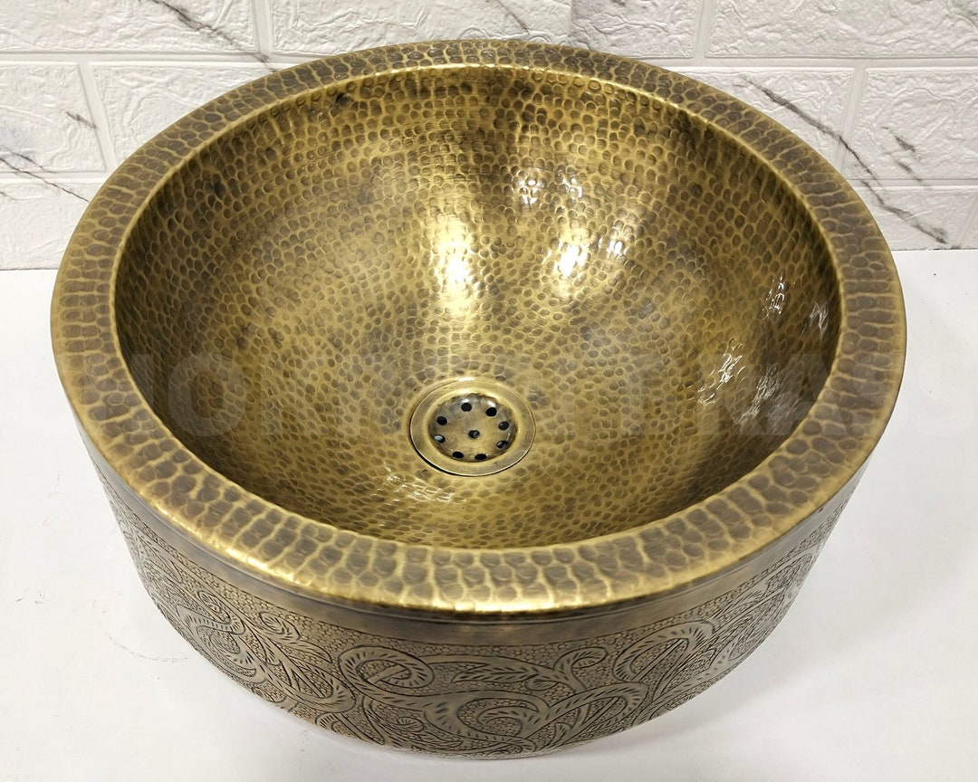 Handmade Brass Vessel Sink With Antique Bronze Finish, Handmade ...