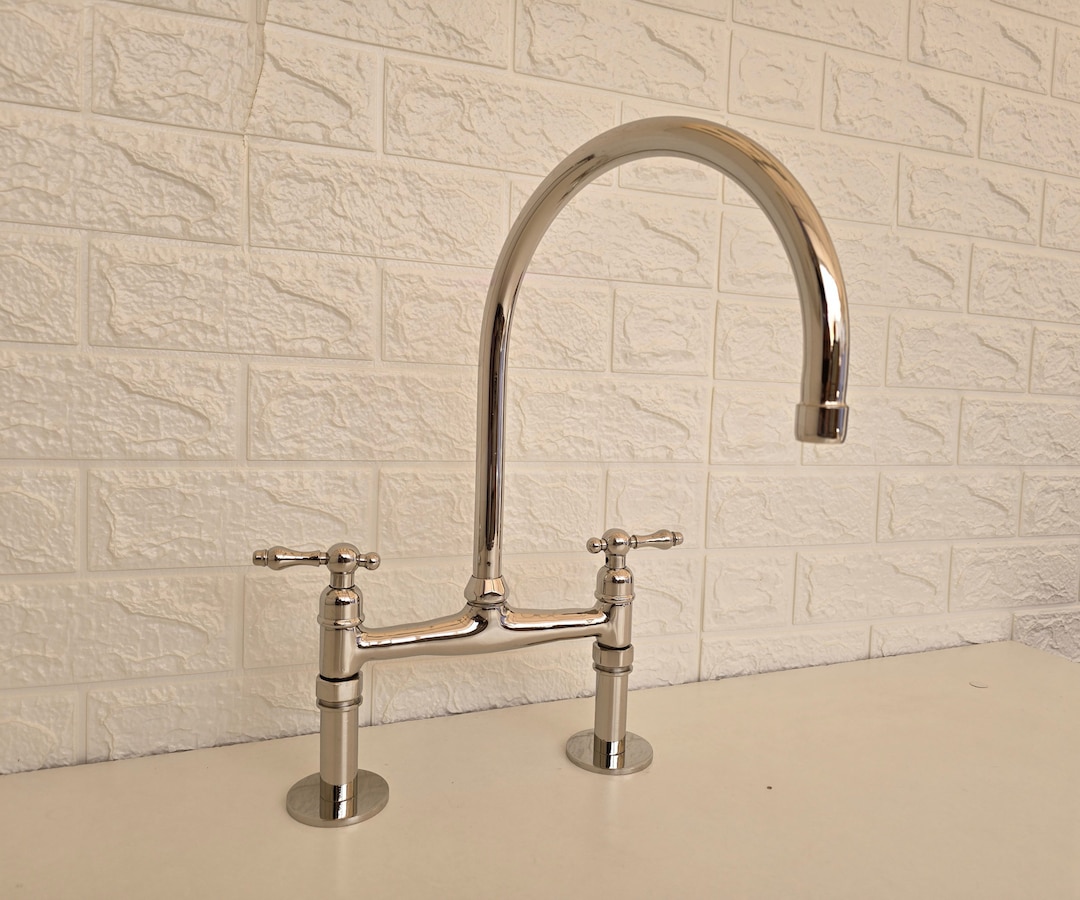 Nickel Kitchen Faucet, Bridge Kitchen Faucets, Silver Kitchen Bridge ...