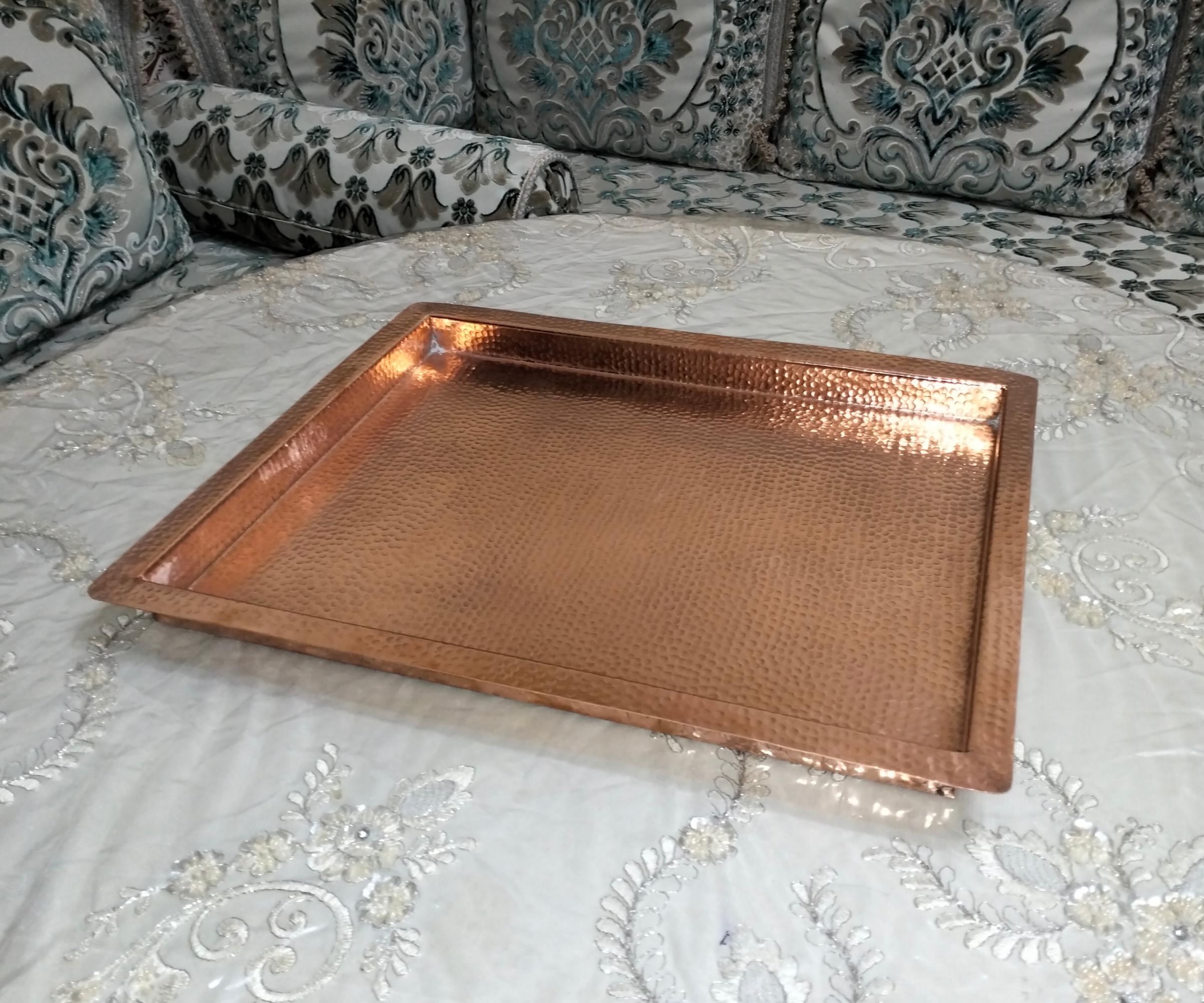 Hammered Solid Copper Tray, Custom Made Unlacquered Copper Tray ...