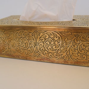 Engraved Rectangle Brass Tissue Box Brass Tissue Box Cover Tissue ...